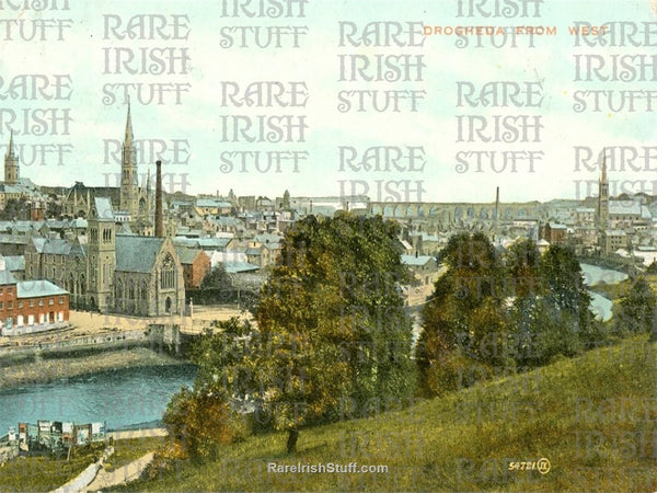 Drogheda from West, Co. Louth, Ireland, Old Photo, Old Image, Old Picture