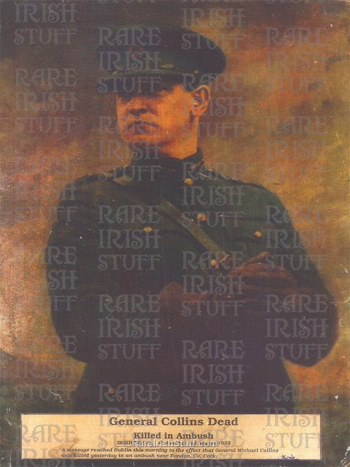 Michael Collins portrait & Irish Times report of his death, 1922