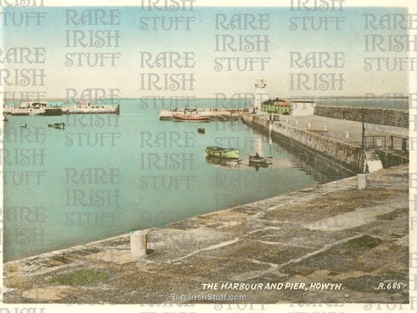 Howth Harbour and Pier, Dublin, Ireland, Old Photo, Old Image, Old Picture