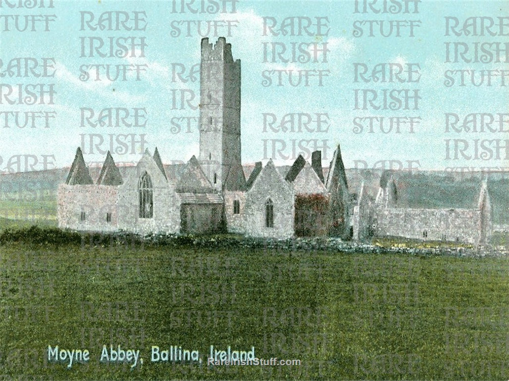 Moyne Abbey, Ballina, Mayo, Ireland, Old Photo, Old Image, Old Picture,